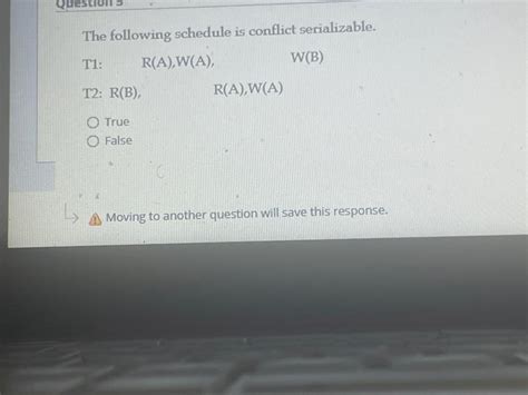 Solved The Following Schedule Is Conflict Serializable T1
