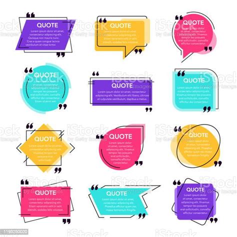 문자 메시지는 프레임을 따옴표 텍스트 상자 템플릿 인용 현대 인용 연설 거품 및 소셜 네트워크 인용 대화 상자 비고 텍스트 프레임 템플릿 벡터 격리 아이콘 설정 인용 배경