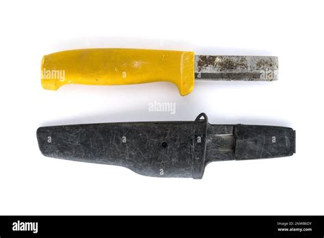 Rusty And Worn Chisel Knife With Case Used Tool Isolated On White Background Stock Photo Alamy