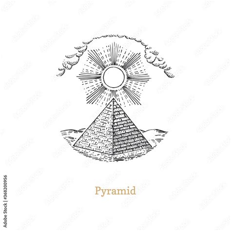 Drawn Pyramid Vector Image In Engraving Style Stock Vector Adobe Stock