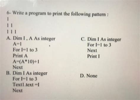 Solved 6 Write A Program To Print The Following Pattern 1
