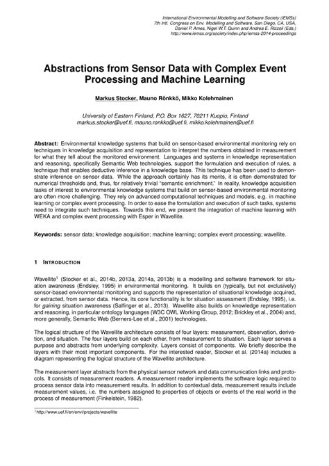 Pdf Abstractions From Sensor Data With Complex Event Processing And