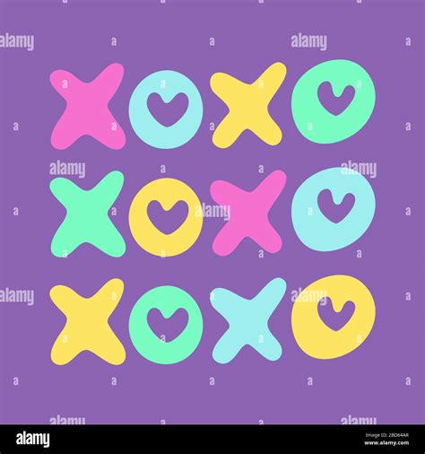 Hugs And Kisses Xoxo Doodle For Love Concept Vector Illustration For