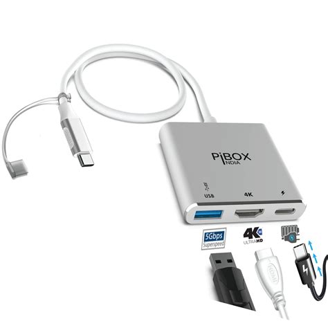 Buy PiBOX India USB C To HDMI Adapter HDCP SUPPORT Aluminium Type C USB Hub 3 1 To HDMI 4K USB 3