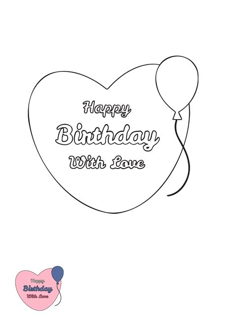 Printable Coloring Pages Happy Birthday Folding Card