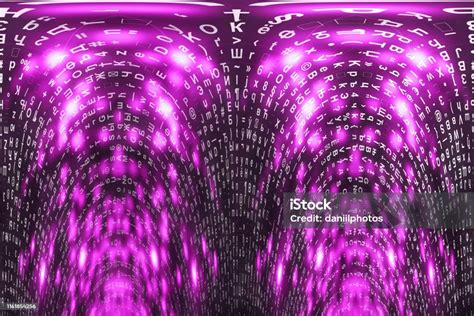 핑크 매트릭스 디지털 배경입니다 왜곡된 사이버 공간 개념 캐릭터가 아래로 떨어집니다 기호 스트림에서 행렬 가상 현실 디자인 복잡한 알고리즘 데이터 해킹 핑크 디지털 스파크