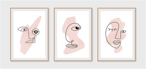 컬러풀한 모양의 한 줄 아트 스타일로 현대의 추상적 인 얼굴 인쇄 벽지 커버에 대한 추상 예술 디자인 현대 벡터 일러스트레이션 가공의 인물에 대한 스톡 벡터 아트 및 기타