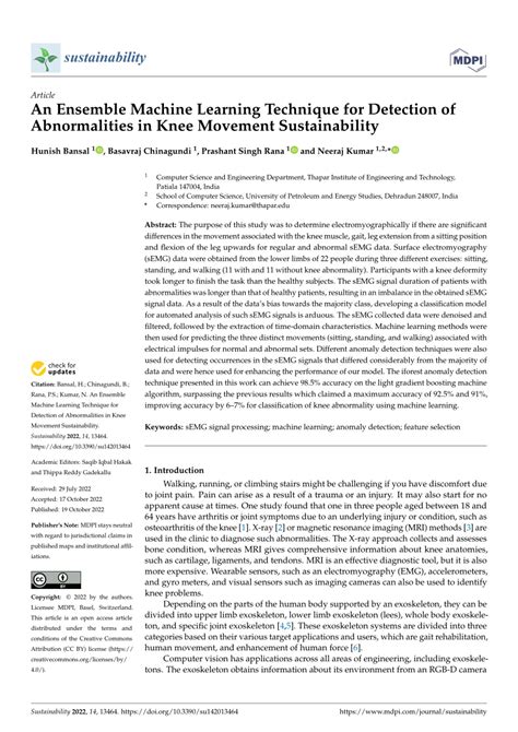 Pdf An Ensemble Machine Learning Technique For Detection Of Abnormalities In Knee Movement