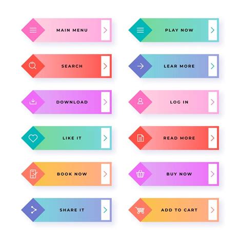 플랫 클릭 유도 문안 버튼 팩 무료 벡터