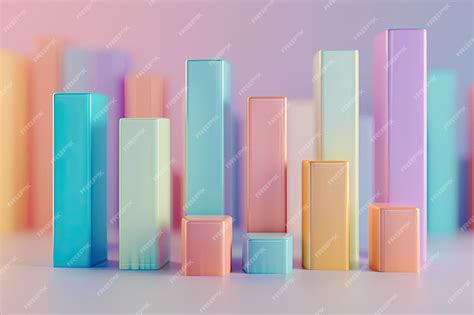 Threedimensional Render Of Pastel Colored Bar Graph For Data