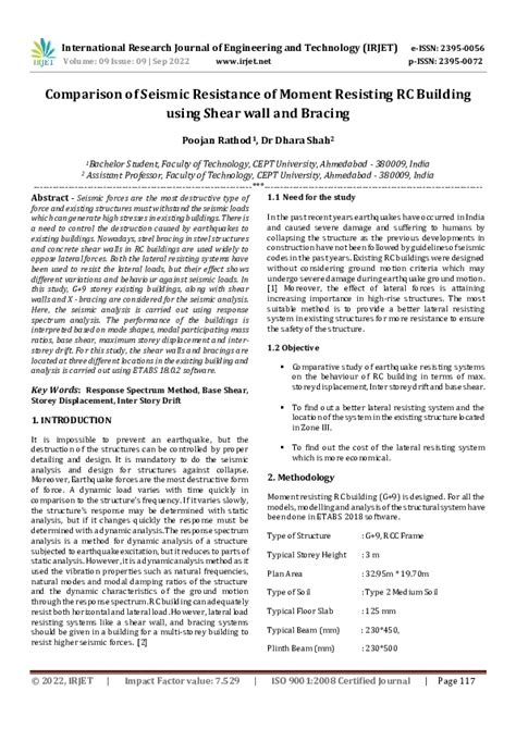 Pdf Comparison Of Seismic Resistance Of Moment Resisting Rc Building
