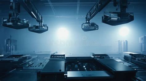 Ai Driven Research Lab With Robotic Arms Operating In A High Tech Environment Under Dramatic