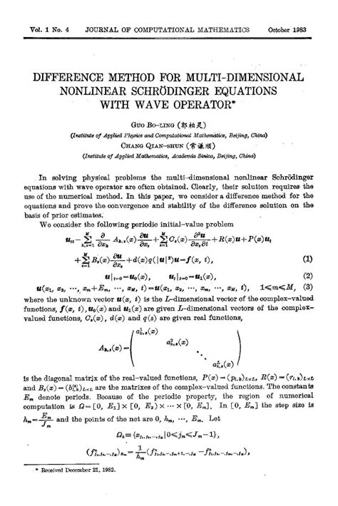 Global Science Press Difference Method For Multi Dimensional Nonlinear
