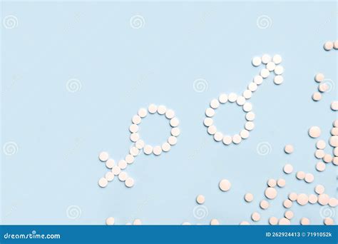 Medical Pills In Female And Male Symbol Shape Concept Female And Male
