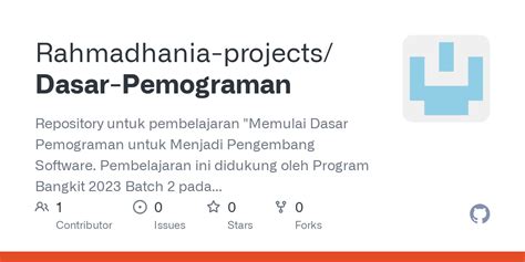 GitHub Rahmadhania Projects Dasar Pemograman Repository Untuk Pembelajaran Memulai Dasar