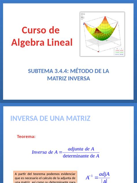 Subtema 3 4 4 Método De La Matriz Inversa Pdf Determinante Matriz Matemáticas