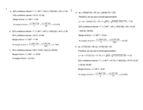 Confidence Interval And Margin Of Error Answers Ppt