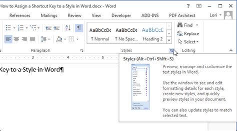 How To Assign A Shortcut Key To A Style In Word