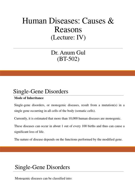 5 Human Diseases Causes And Reasons Lec Iv Download Free Pdf
