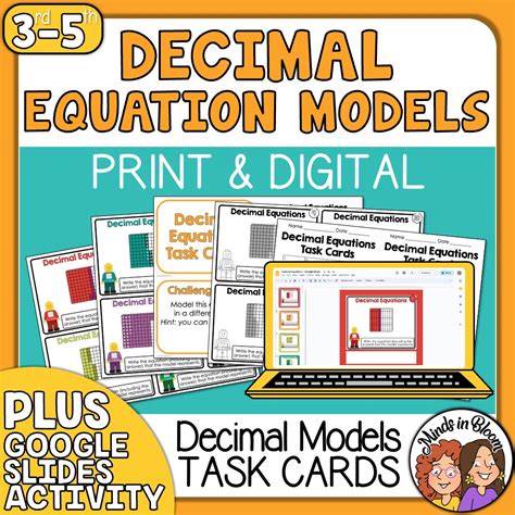Decimal Equations With Modeling Math Skills Task Cards Print