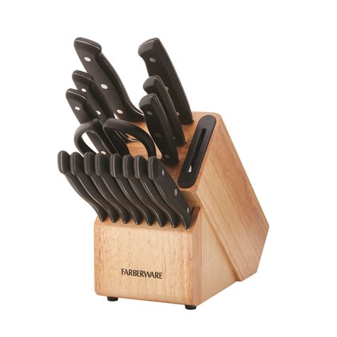 Farberware Edgekeeper 16 Piece Triple Rivet Stainless Steel Knife Block