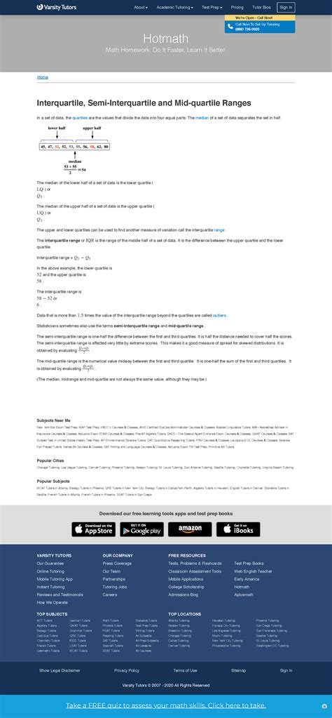 Interquartile Semi Interquartile And Midquartile Ranges Download Our Free Learning Tools Apps