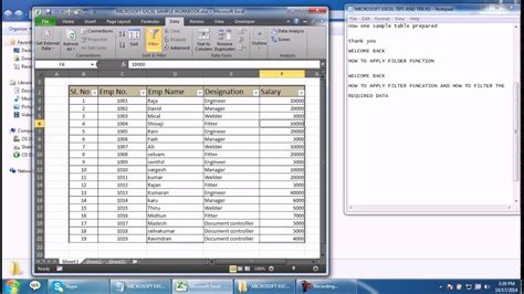 How To Apply Filter Function In Microsoft Excel Youtube