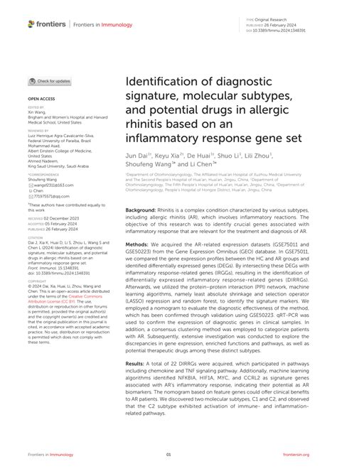 Pdf Identification Of Diagnostic Signature Molecular Subtypes And
