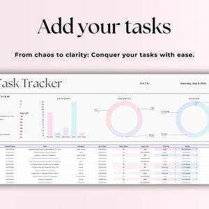Task Tracker Spreadsheet Template Task Management Google Sheets To Do List Productivity