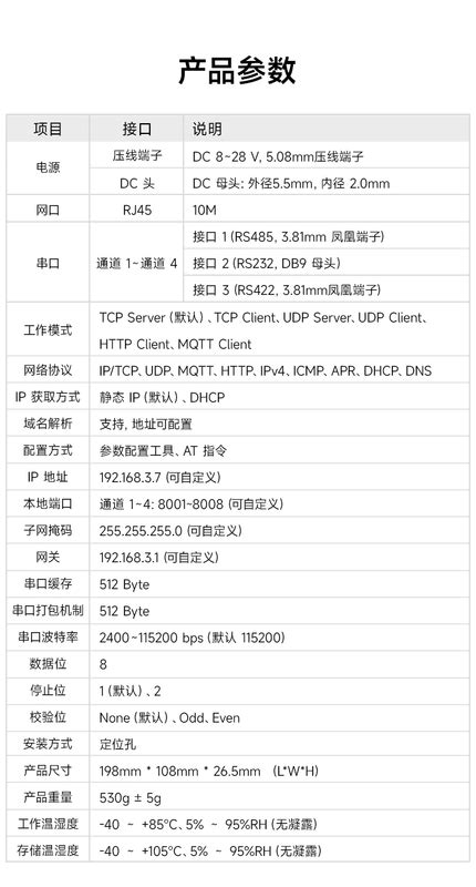 Máy Chủ Cổng Nối Tiếp 4 Chiều 485 Sang Giao Tiếp Ethernet Mô đun Truyền Thông Modbus Rs485 đến