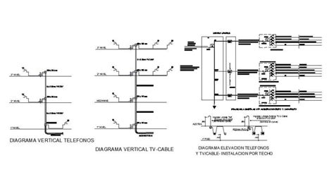 Telecom Cable Diagram And Cable Electric Installation Cad Drawing