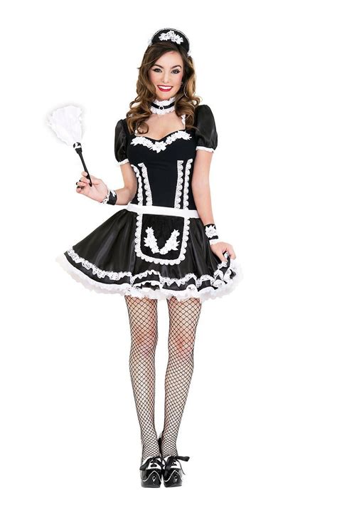 Adult Womens Flowery Lacy French Maid Costume