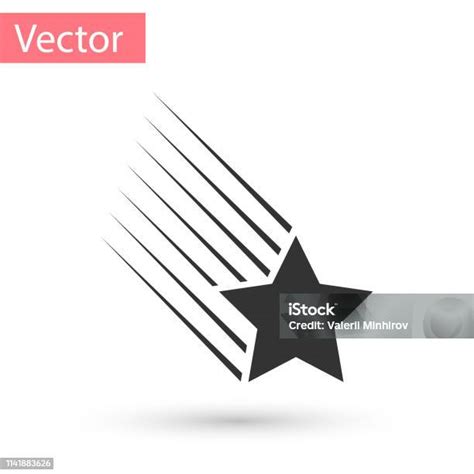 회색 떨어지는 별 아이콘 흰색 배경에 고립입니다 스타 트레일과 슈팅 스타 유성 운 석 혜성 소행성 별 아이콘입니다 벡터 일러스트 개념에 대한 스톡 벡터 아트 및 기타 이미지