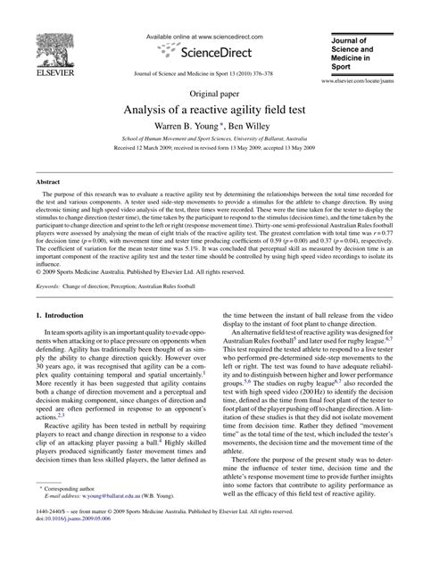 Pdf Validity Of A Reactive Agility Test For Australian Football