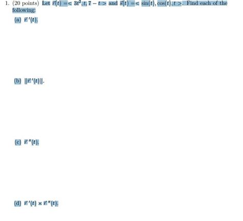 Solved 1 20 Points Let R T And S T Find Chegg Com