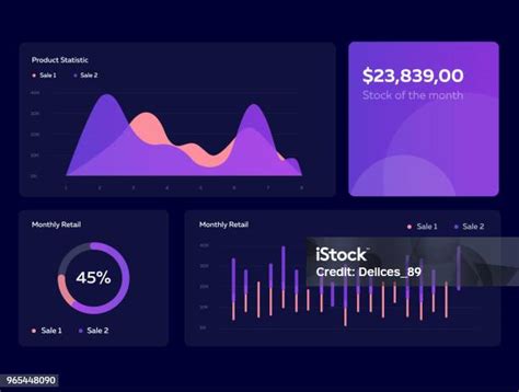 평면 디자인 그래프와 어두운 색상에서 차트 Infographic 대시보드 템플릿 정보 그래픽 요소 어두운 색에 대한 스톡 벡터