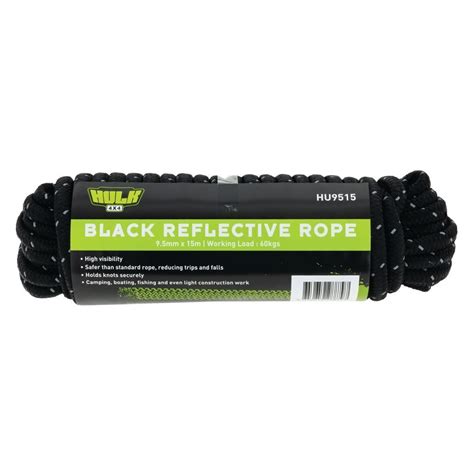 Hulk 4x4 Reflective Rope Black 95mm X 15m