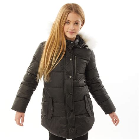 Buy Minoti Girls Slogan Puffer Jacket Black