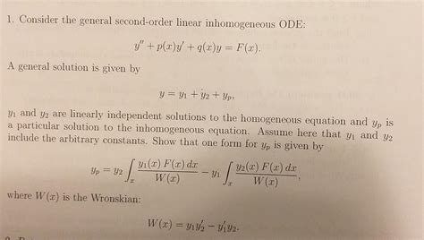 Solved 1 Consider The General Second Order Linear