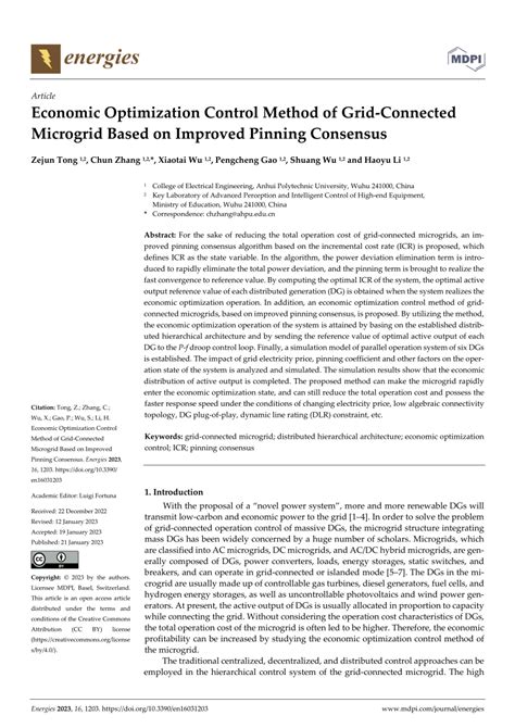 Pdf Economic Optimization Control Method Of Grid Connected Microgrid Based On Improved Pinning