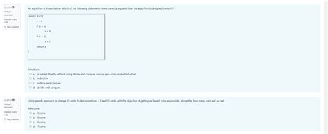 Solved Question An Algorithm Is Shown Below Which Of The Chegg