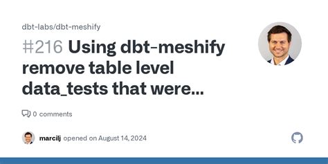Using Dbt Meshify Remove Table Level Datatests That Were Configured In