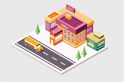 Isometric School Library Vector Illustra Graphic By Ian Mikraz · Creative Fabrica