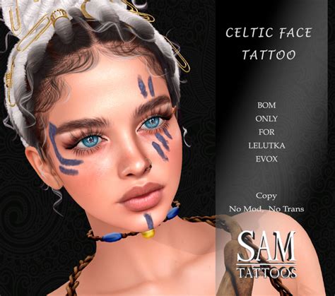 Second Life Marketplace Sam Tattoos Celtic Face Tattoo Evox