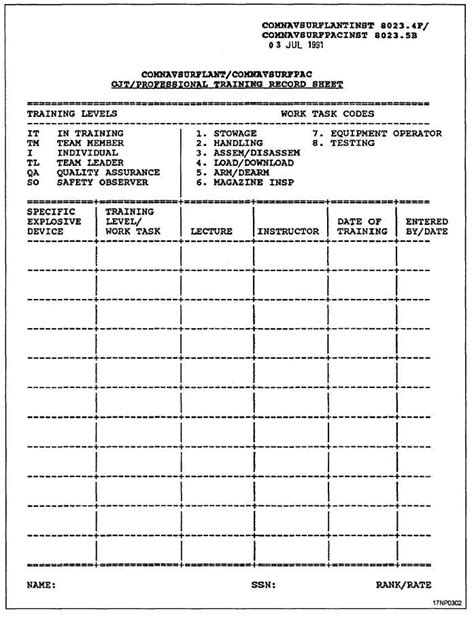 Ojtprofessional Training Record Sheet