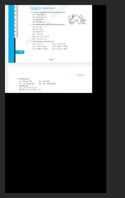 Using A Number Line Write The Integer Which Is Filo