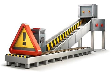 Photo Realistic As Warning Sign And Conveyor Belt Concept As A Warning Sign Paired With A