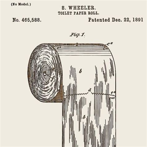 Toilet Paper Patent Art Wooden Sign Laser Engraved Wall Art