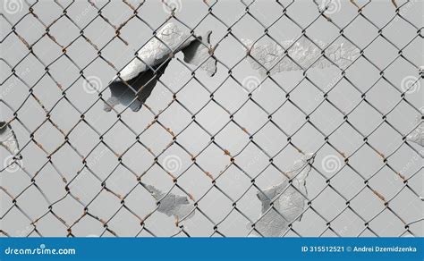 Fences Made Of Broken Wire Rabitz Or Chain Link Modern Background Of Ripped Metal Mesh Steel