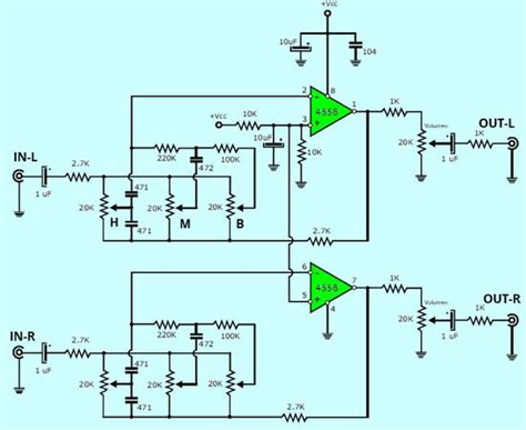 Stereo Tone Controlled 12v Amplifier Circuit With Tda2003 4558 Preamplifier Schematic Circuit